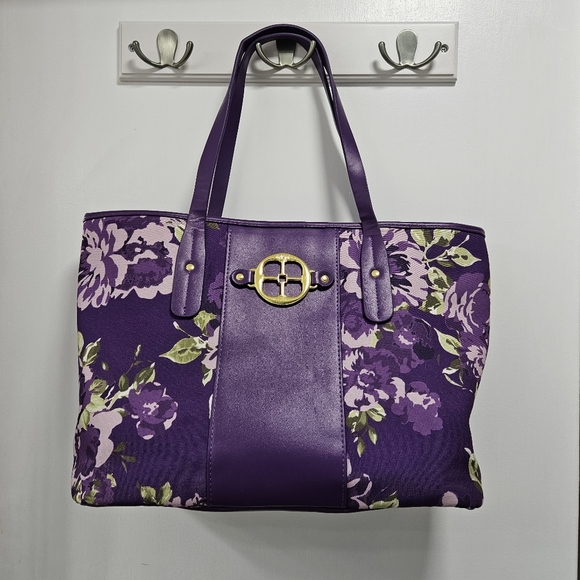 IMAN | Bags | Iman Floral Purple Tote | Poshmark